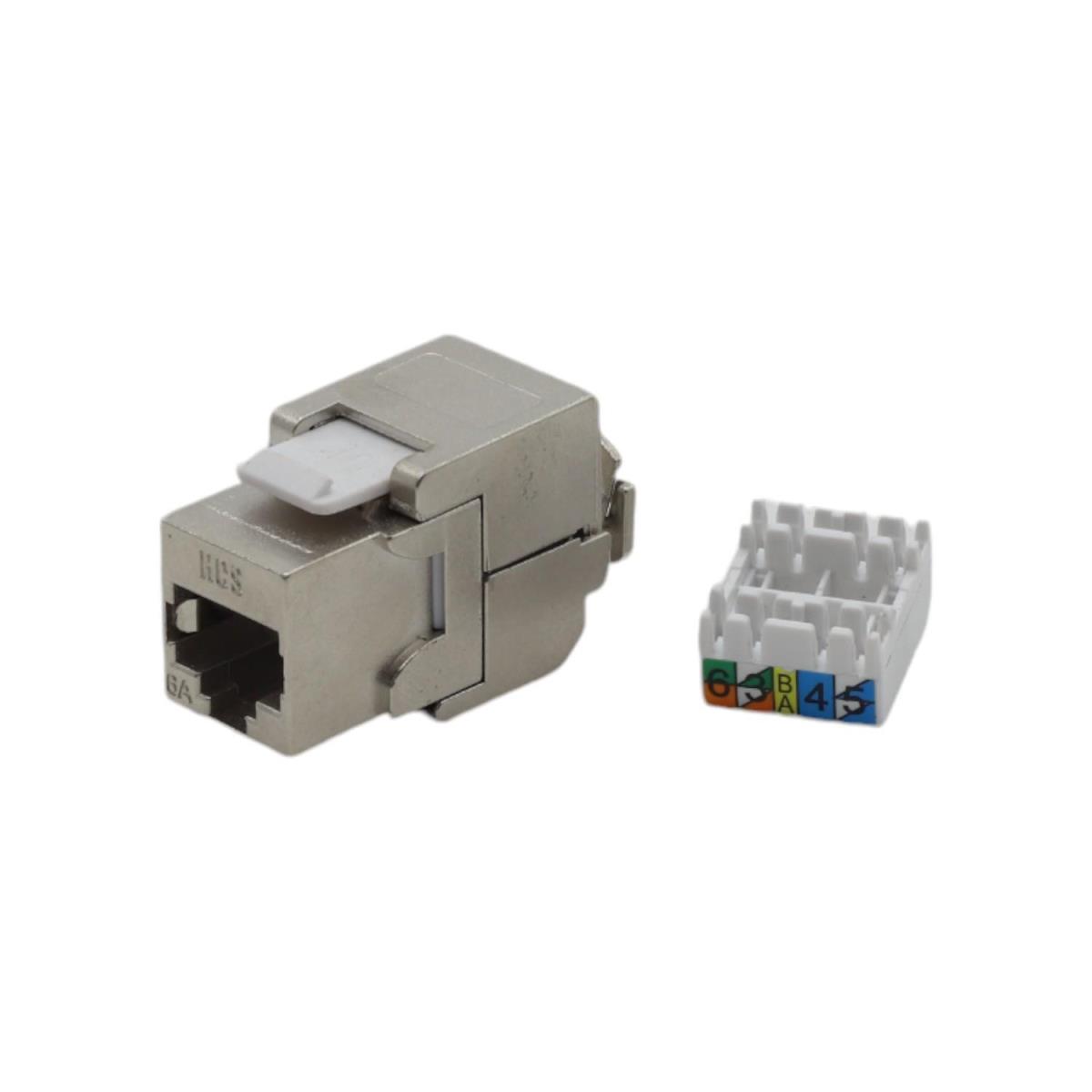 HCS Cat6A Ftp Toolless Keystone Jack Metal T568 A/B 180 Derece